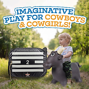Big Country Toys Lil’ Bucker Bull & PBR Bucking Chute Kids Toys Set, Rodeo Ride On Toys for 18 Months to 3+ Years, Inflatable Bouncy Animals for Toddlers with Pump