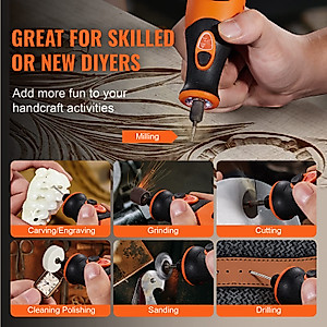 VEVOR Rotary Tool Kit Cordless 118PCS, 8V Power Rotary Tools 5000-25000RPM Variable Speed with A Universal Chuck, 5 Speeds for Grinding, Sanding, Milling, Carving, Cutting and Polishing