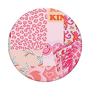 Cute Boho Abstract Indie Pink Preppy Aesthetic Collage Trend PopSockets Swappable PopGrip