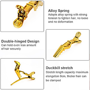 Premium Hair Clips 12 Pack - Large Croc Clips for Thick Hair Styling and Sectioning - Gold