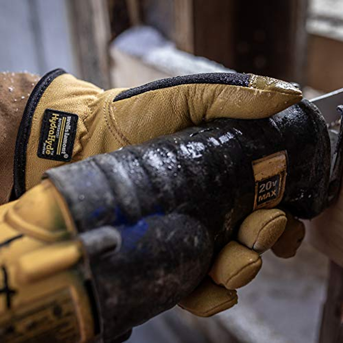 Men's Insulated HydraHyde Water-Resistant Leather Palm Winter Work Gloves, Large (Wells Lamont 1206)