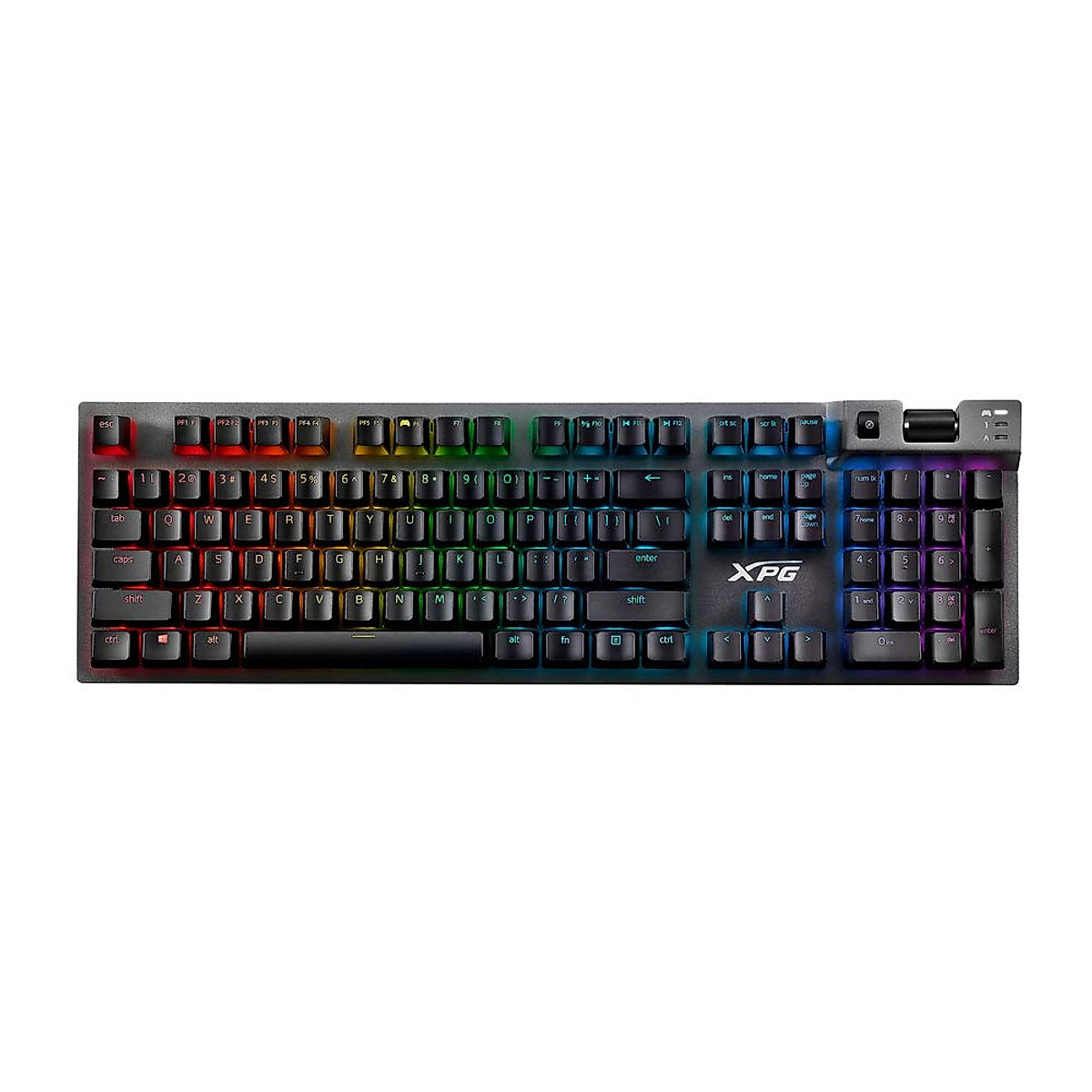 XPG Summoner Mechanical RGB Gaming Keyboard: Cherry MX Silver Ultra-Quick Linear Switches - Sandblasted Aluminum Frame - USB Passthrough - Mechanical Scroll Wheel - Included Wrist Rest - Black