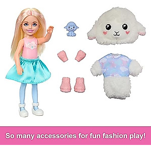 Barbie Cutie Reveal Chelsea Doll & Accessories, Lamb Plush Costume & 6 Surprises Including Color Change, Cozy Cute Tees Series
