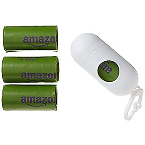 Amazon Basics Dog Poop Bags With Dispenser and Leash Clip, Lavender Scented, 270 Count, 18 Pack of 15, 13 Inch x 9 Inch