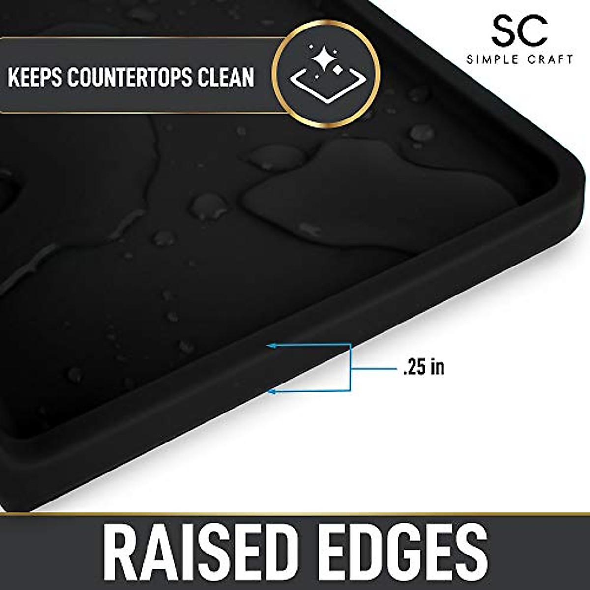 Simple Craft Silicone Utensil Rest with Drip Pad for Multiple Utensils - Heat-Resistant, Spoon Rest & Spoon Holder for Stove Top, Kitchen Utensil Holder for Spoons, Ladles, Tongs (Black)