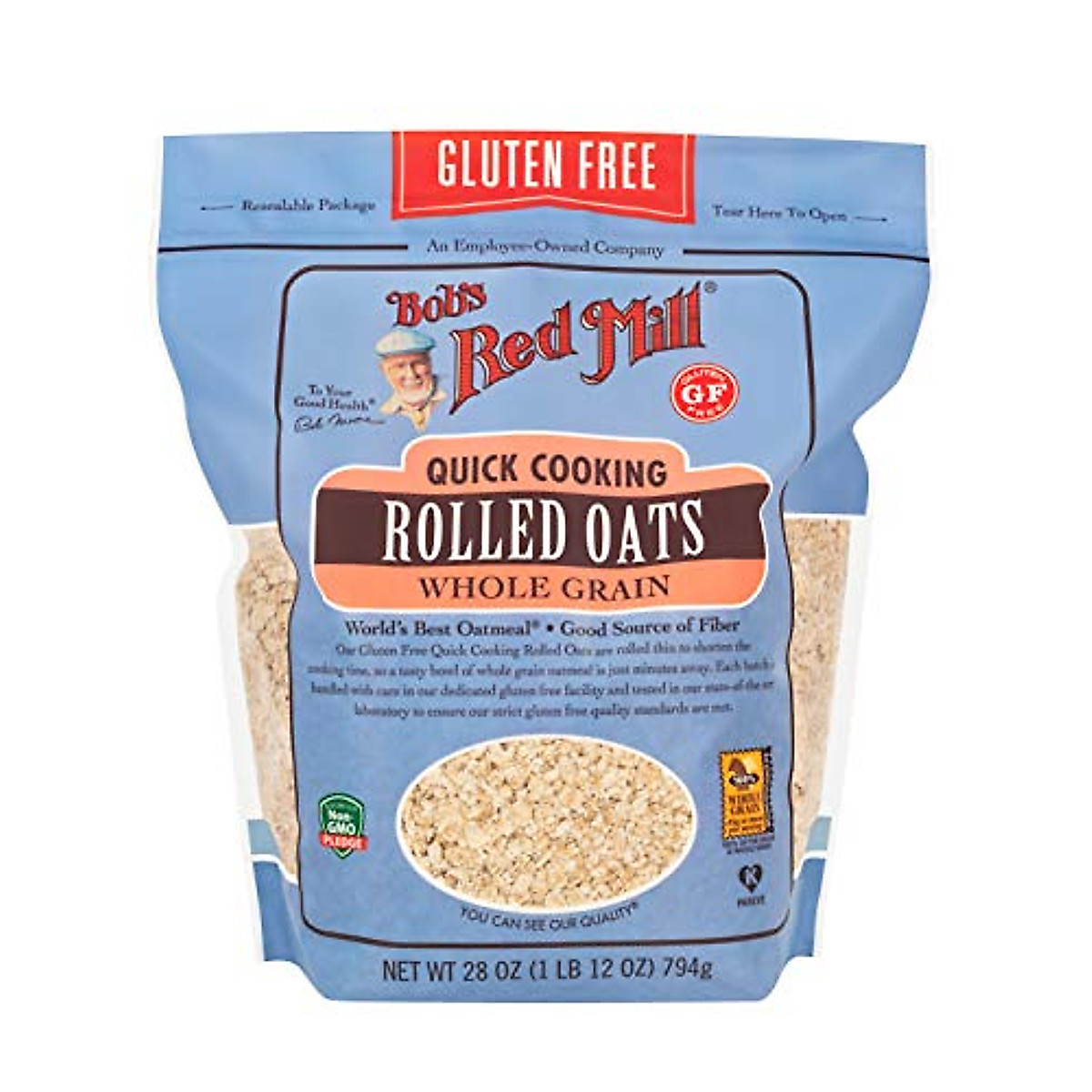 Bob's Red Mill Gluten Free Quick Cooking Rolled Oats, 28-ounce (Pack of 4)