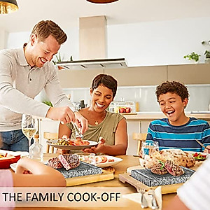 Artestia Cooking Stones for Steak, Double Cooking Stones in One Sizzling Hot Stone Set, Steak Stone Cooking Set Barbecue/BBQ/Hibachi/Steak Grill (One Deluxe Set with Two Stones)