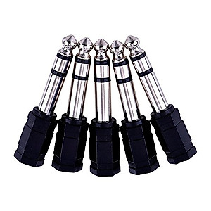 Nightwolf 5pcs 6.35mm 1/4 inch Male to 3.5mm 1/8 inch Female Stereo Audio Headphone Earphone Jack Adapter(Black)