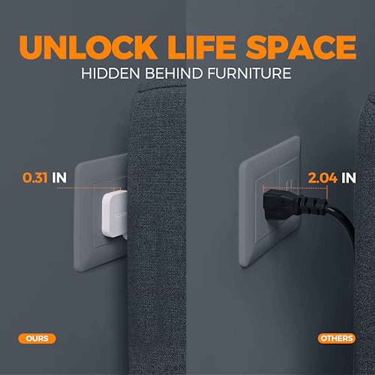 Flat Plug Surge Protector Power Strip, TESSAN 5 ft Ultra Thin Extension Cord with 3 USB Wall Charger(1 USB C Port), 4 Outlets Slim Desk Charging Station for Travel, Office, Dorm Room Essentials