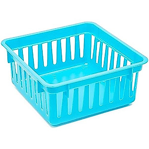 Bright Creations 12-Pack Colorful Small Storage Baskets Plastic Bins for Organizing Shelves and Desks, Arts and Crafts Containers for Home, School, Office (4 Colors, 5.3 x 5.3 x 2.4 in)