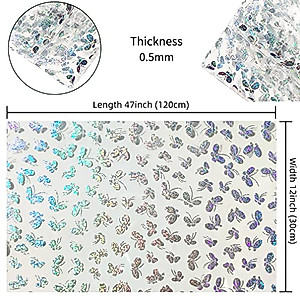 HYANG Butterfly Solid Transparent PVC Super Clear Holographic Vinyl Faux Leather Sheets 1 Roll 12" x 47" (30cm x 120cm) for DIY Bows Earrings Bags DIY Crafts Making