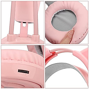 Atrasee 7.1 Surround Sound Cat Ear Gaming Headset with Mic for PS4 PC PS5 Xbox One Nintendo, Noise Cancelling Kitty Headphones w/LED Lights, Soft Earmuff, 3.5mm Aux for Mac Laptop Girls Kids, Pink