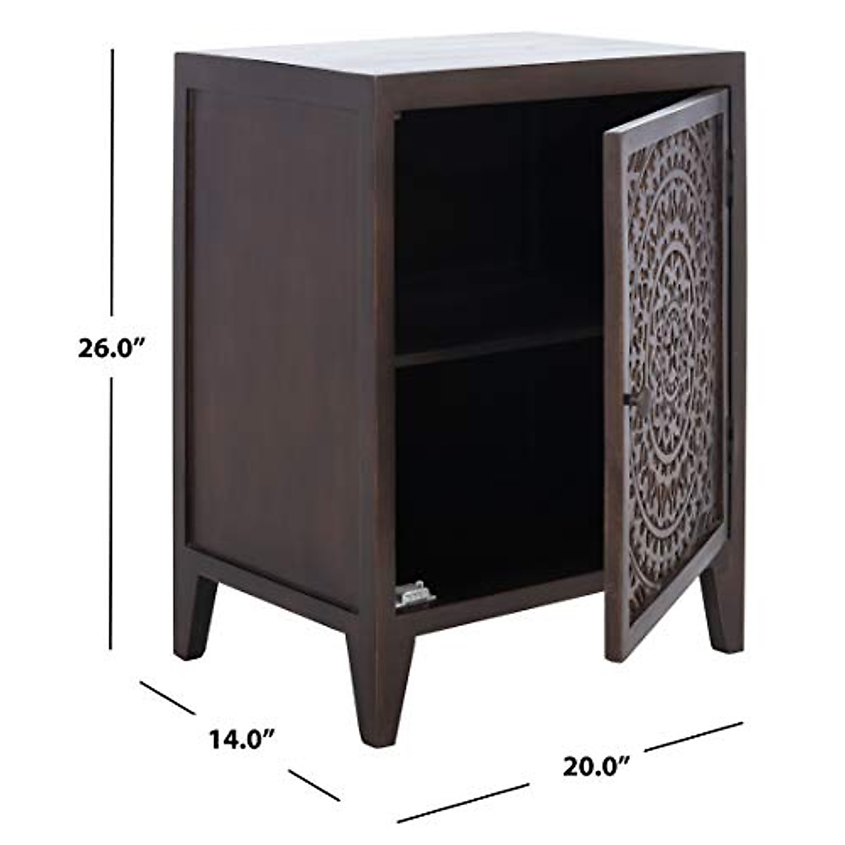 Safavieh Home Thea Brown 1-door Carved Mandala Nightstand