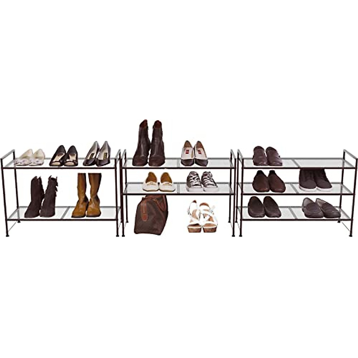 Simple Houseware 3-Tier Stackable Utility Shoes Organizer Rack, Bronze