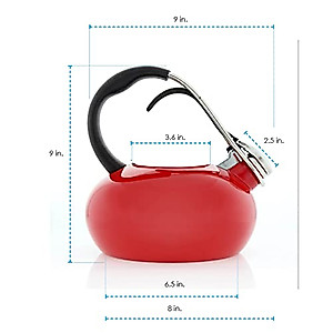 Chantal Classic Loop Enamel on Steel Whistling Tea Kettle, 1.8 quart (Red)