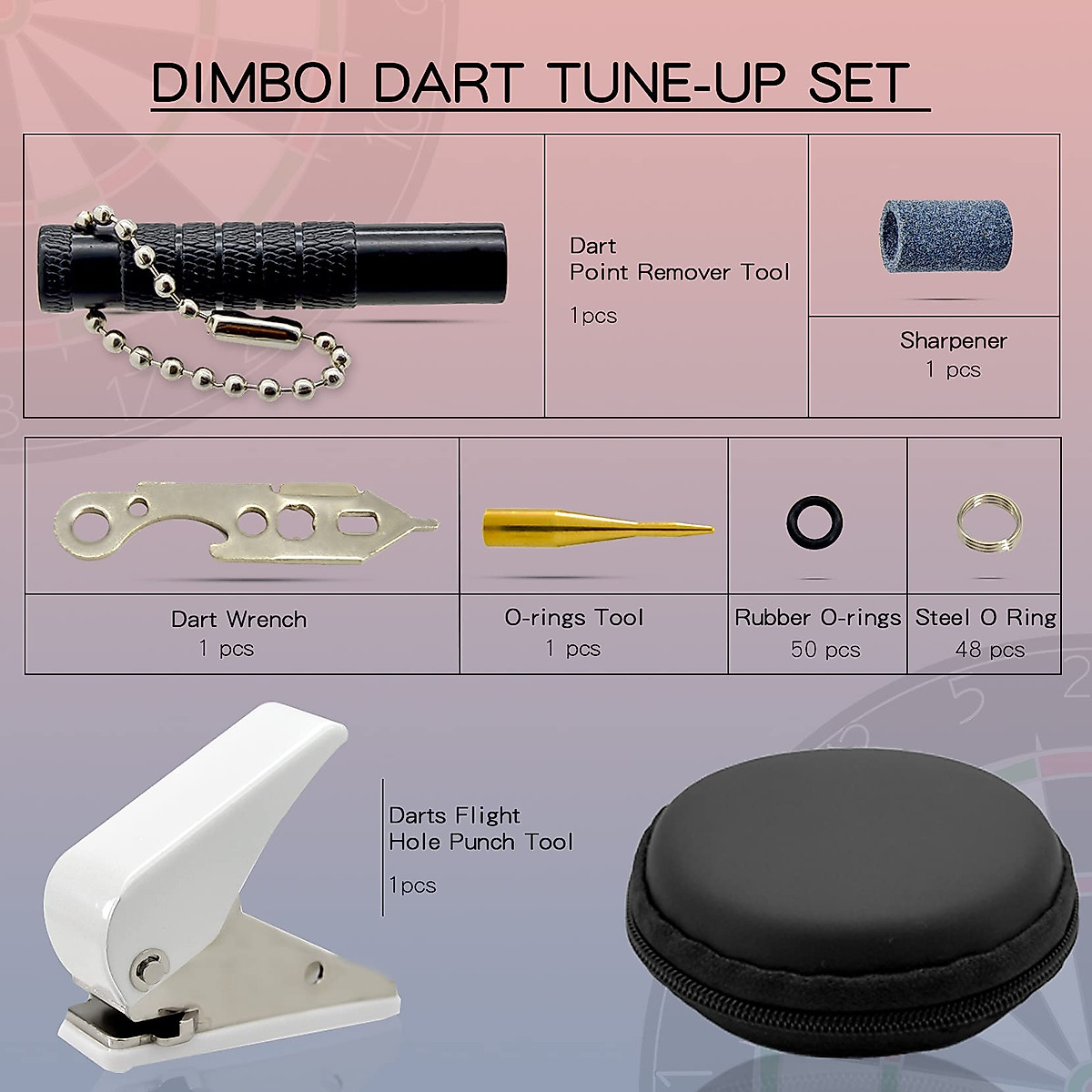 Dart Accessory Kit for Soft Tip and Steel Tip with Dart Rubber O Ring, Dart Sharpener, Dart Wrench Tool, Shaft and Dart Point Remover Tool, Dart Flight Punch Tool, Dart and Accessories Set