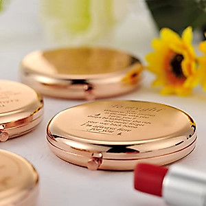 Daughter Gifts from Mom Dad for Rose Gold Compact Mirror,to My Girlfriend Gifts,Engraved Compact Mirror,Round Folding Mirror Handheld 2-Sided Mirror,1x/2x Magnification Compact Mirror.