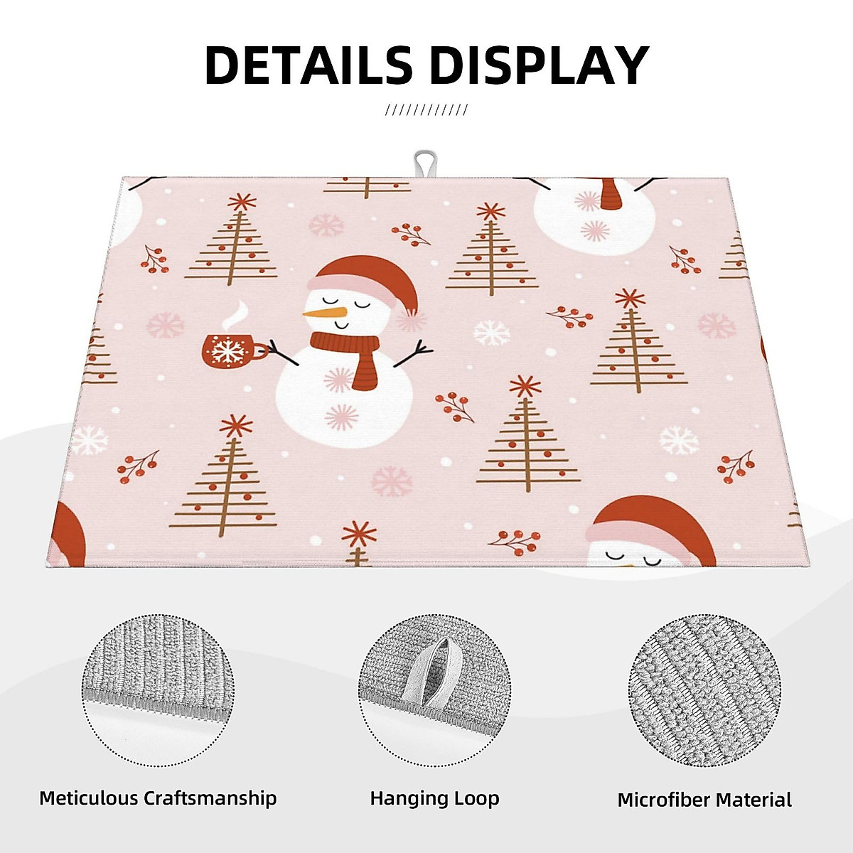 Microfiber Dish Drying Mat For Kitchen Counter 18'' X 24'' Santa Claus Print Absorbent Dish Draining Mat Medium