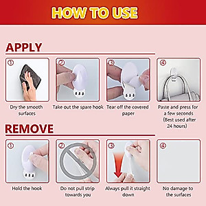 Ainiv 6PCS Medium Hooks with Adhesive Strips(Damage-Free Remove), Multi-Function Self Adhesive Hooks, Wall Door Hooks for Bathroom Kitchen Hanging Coat Cloth Towel Key, Holds up to 1.5kg