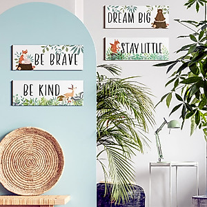 4 Pieces Woodland Nursery Decor Baby Safari Nursery Decor Kids Cute Jungle Animal Room Decor Nursery Decorations for Baby boy Bedroom Toddler Room 11x 3.9 Inches (White Background,)