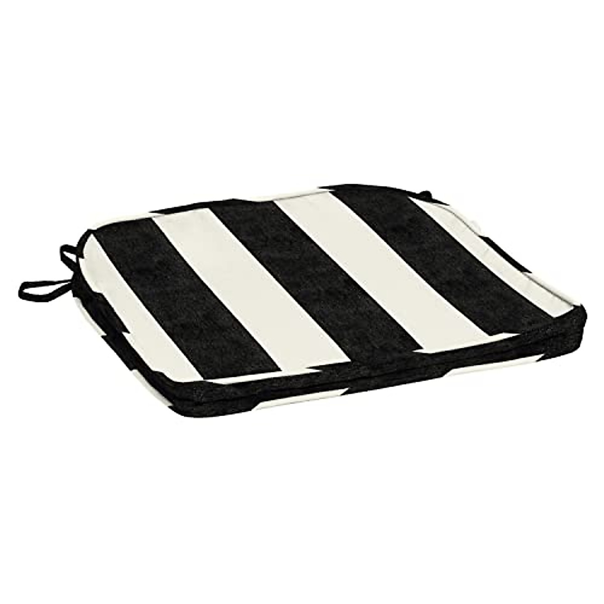 Arden Selections ProFoam Performance Outdoor Seat Cushion 19 x 20, Onyx Black Cabana Stripe