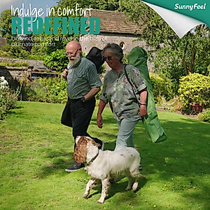 SUNNYFEEL Rocking Camping Chair, Luxury Padded Recliner, Oversized Folding Lawn Chair with Pocket, Heavy Duty for Outdoor/Picnic/Lounge/Patio, Portable Camp Rocker Chairs with Carry Bag