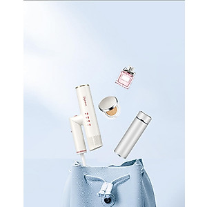 SKANWEN Hair Dryer with Diffuser, Folding Handle Ionic Blow Dryer with 110,000 RPM Brushless Motor | Fast Drying, Low Noise, Lightweight Design, Perfect for Women Curly Hair, Pearl White