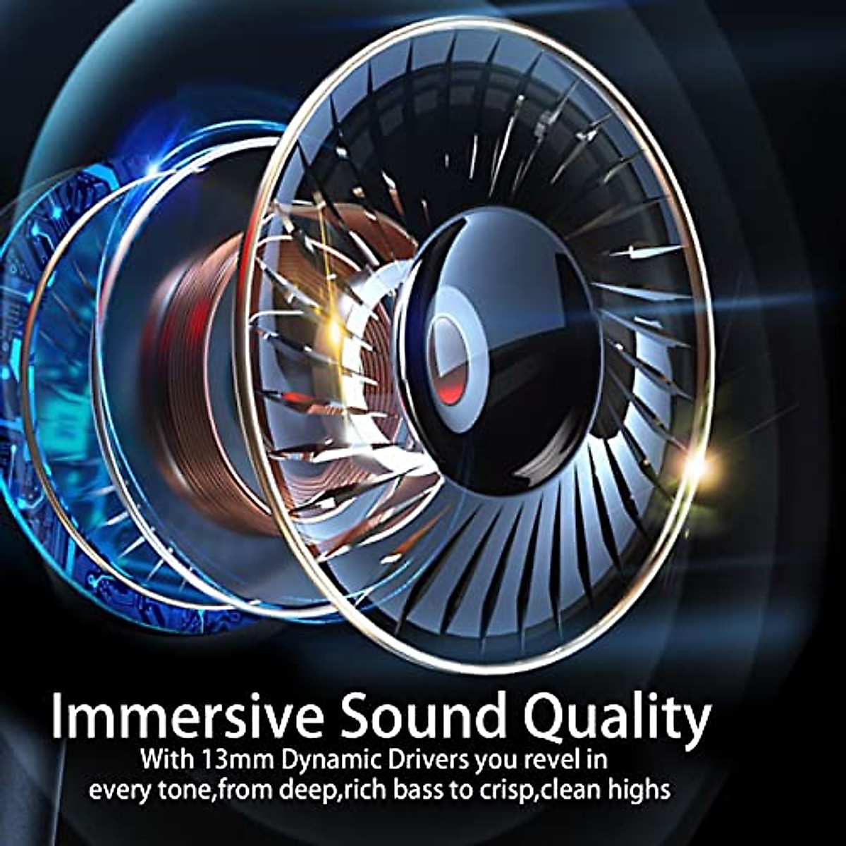 Wireless Earbuds Bluetooth 5.3 Headphones Clear Call 56H Playback IPX7 Waterproof Stereo Earphones with Charging Case Gaming Earbuds with Microphone for Android iPhone Samsung.