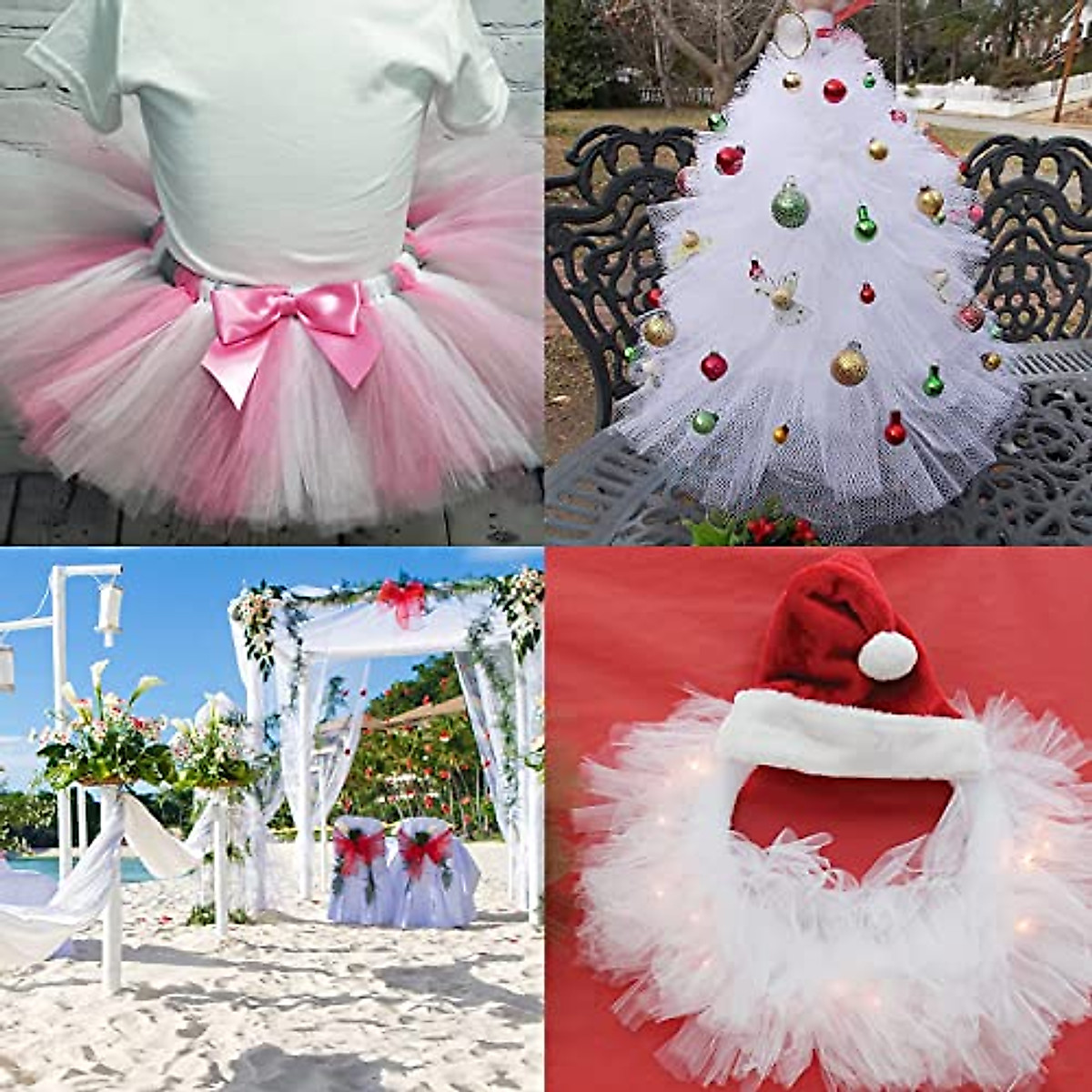 White Tulle Fabric, 6 Inch by 100 Yards Tulle Roll for Tutu Wedding Decoration DIY Crafts Gift Wrapping Party Backdrop Baby Shower Table Skirt