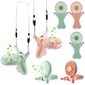 4 Pcs Fan Necklace Portable Mini Personal Fan 108 Degrees Rotating Adjustment Lash Fan 3 in 1 Hand Handheld Hanging Neck Speed Adjustable USB Rechargeable Fan for GWomen Indoor Outdoor Travelling