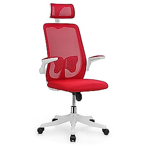 MoNiBloom Ergonomic Office Desk Chair Swivel Breathable Mesh Computer Chairs with Headrest and Lumbar Support, 95°-125° Adjustable High Back Chair, 250 LBS Capacity, Red