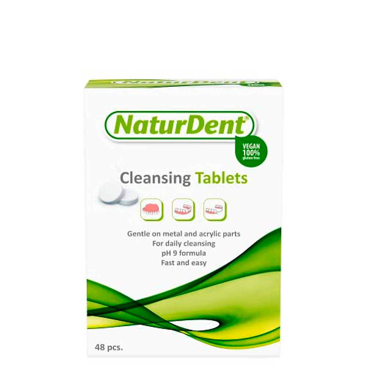 Denture Cleaner Tablet NaturDent Cleans Removes Dark Stains Plaque and Smells From Full Dentures, Partial Dentures Prosthesis and Orthodontic Braces Leaving Your Mouth Feeling Fresh and Clean (2 Pack)
