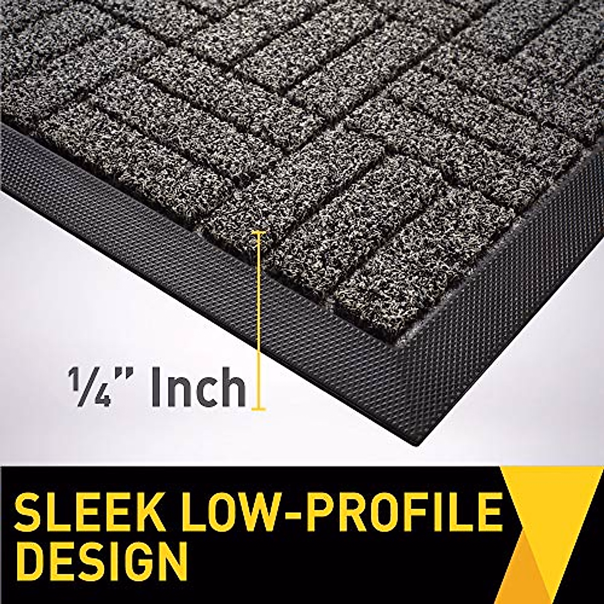 GRIP MASTER Durable Tough Natural Rubber Doormats, 29x17 Size, Waterproof Boots Scraper Mats, Heavy Duty Indoor Outdoor Door Mat for Winter Snow, Low-Profile Easy Clean, Green Small Leaves