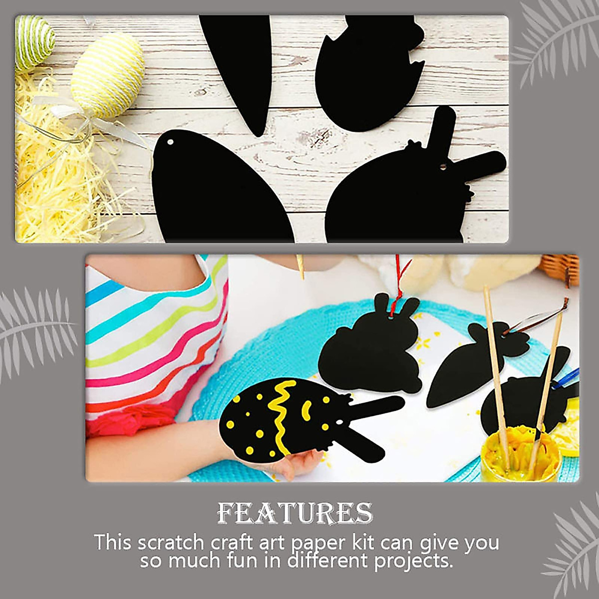 12Pcs Easter Scratch Paper,Easter Crafts for Kids,Easter Eggs Easter Bunny Carrots Rainbow Scratch Paper,Easter Scratch Art for Kids,Easter Toys Easter Gifts for Kids