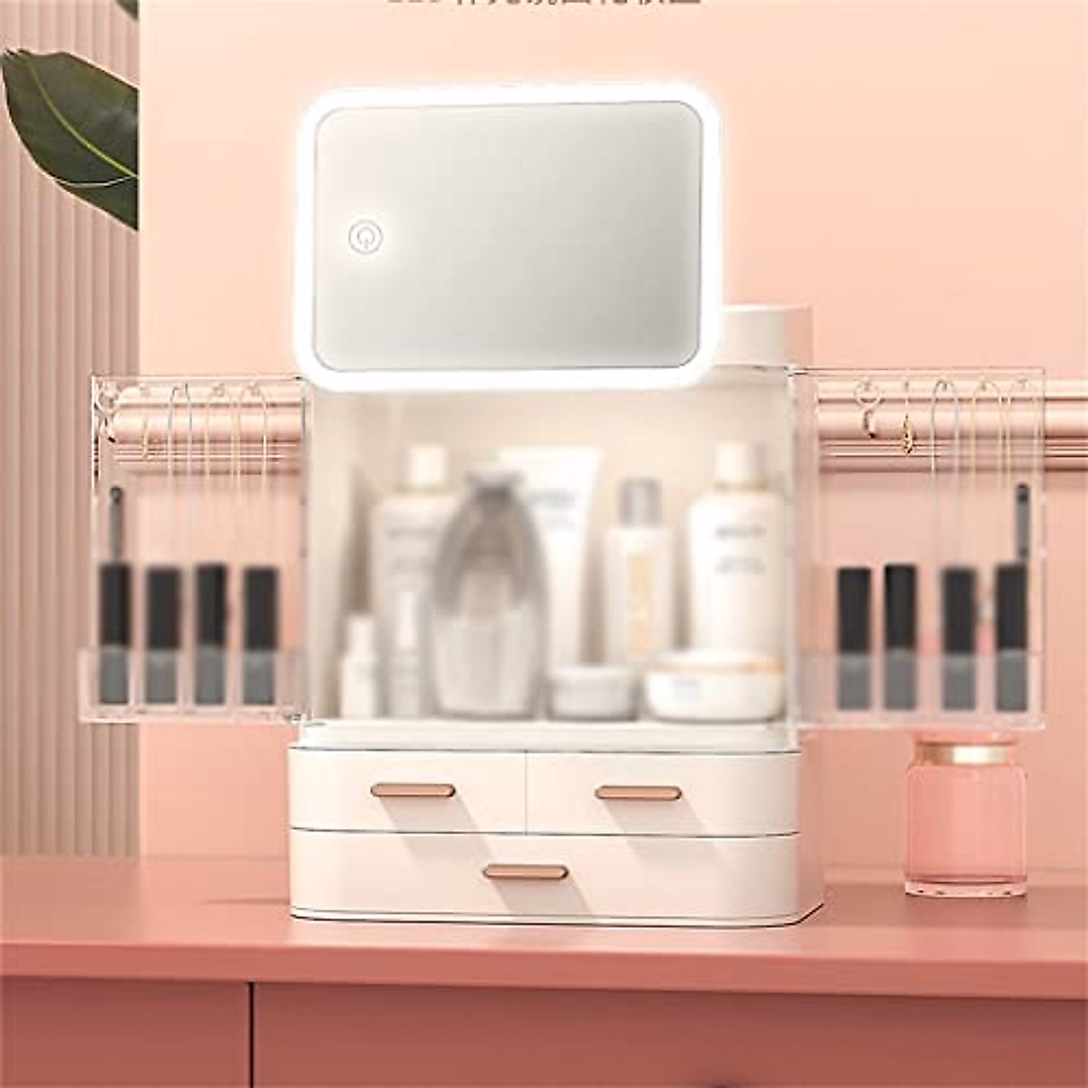 TKFDC Shelf Desktop Handheld Cosmetic Organizer Drawer Dustproof Shelf Desktop Skin Care Organizer Lipstick Storage