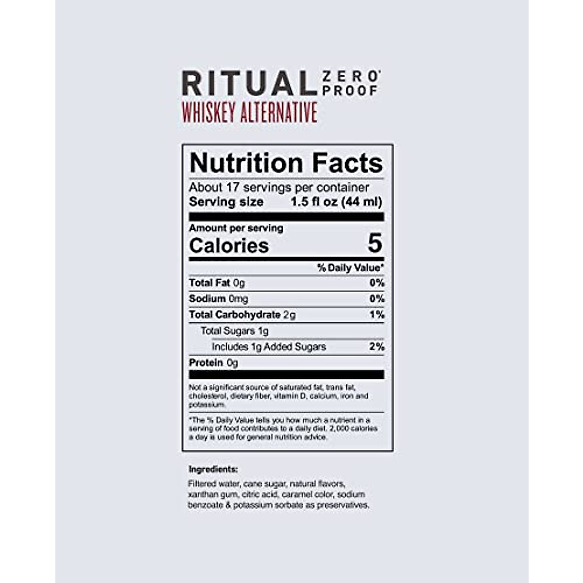 RITUAL ZERO PROOF Whiskey Alternative | Award-Winning Non-Alcoholic Spirit | 25.4 Fl Oz (750ml) | Only 5 Calories | Sustainably Made in USA | Make Delicious Alcohol Free Cocktails