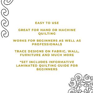 Quilting Stencils for Machine and Hand Quilting - 2 Quilting Stencils for Block, Border Background Patterns - Wave on Wave, Wave Border with Corner Plastic Quilt Stencil Set with Guide