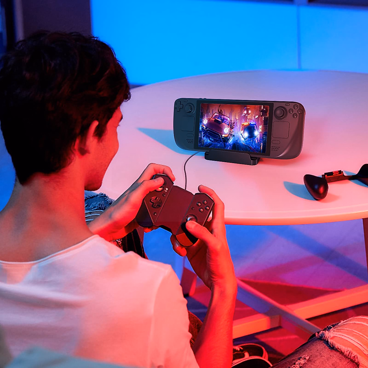 Charging Dock for Steam Deck Stand, NEWENMO Non-slip Base Station for Steam Deck Dock, 3-in-1 ONLY Charging Portable for Steam Deck Accessories, Stand for Valve Steam Deck Handheld for Gaming