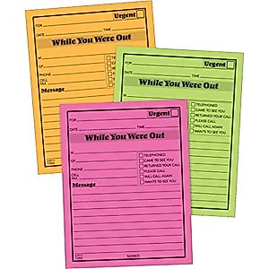 Adams While You Were Out Pads, 4.25 x 5.25 Inches, Assorted Neon Colors, 50 Sheets/Pad (6-Pack) (9711NEON)
