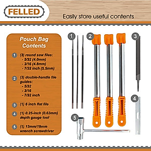 Felled Soft-Sided Chainsaw Carrying Case 18 Inch to 14 Inch and Chainsaw Sharpening Kit File Set, Guide Set, Depth Gauge