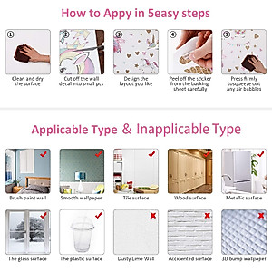 Rainbow Unicorn Wall Decals Gifts for Kids Decor with Hearts Girls Room Wall Stickers Nursery Vinyl Polka Bedroom (2PCS)