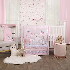 NoJo Little Love Sweet Llama & Butterflies Pink & White Musical Mobile, Pink, Ivory, Lavender
