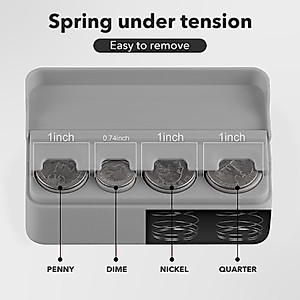 SINGARO Coin Holder for Car, Coin Change Organizer Compatible with Coins of Different Sizes, Dash-Mounted Holder Suitable for Most Cars, Trucks(Gray)