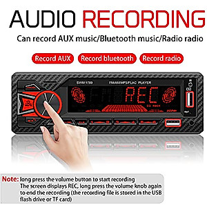 Bluetooth Car Stereo, AM FM Radio Receiver, Vehicle Navigation Location, Audio Record, Voice Assistant, APP Control, Dual USB/SD/AUX Port, Support MP3/WMA/WAV, Car Multimedia Player, Remote Control