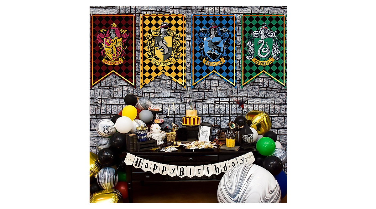 Magical Wizard Birthday Decorations Logo Flags Wall Decals Witch Wizard ...