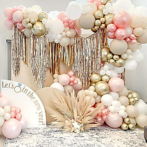 RUBFAC 87pcs Sand White Balloons Different Sizes 18 12 10 5 Inch for Garland Arch White Sand Party Latex Balloons for Birthday Party Graduation Wedding Anniversary Baby Shower Party Decoration