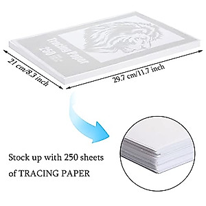 250 Sheets A4 Tracing Paper for Drawing Light Up Tracing Paper Pad Translucent Paper Sketching Tracing Paper for Kids Pencil Marker Ink DIY Crafts Painting Works