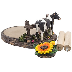 DWK Farmhouse Cow Paper Towel Holder Decorative Farm Kitchen Countertop Towel Dispenser Stand - 15"