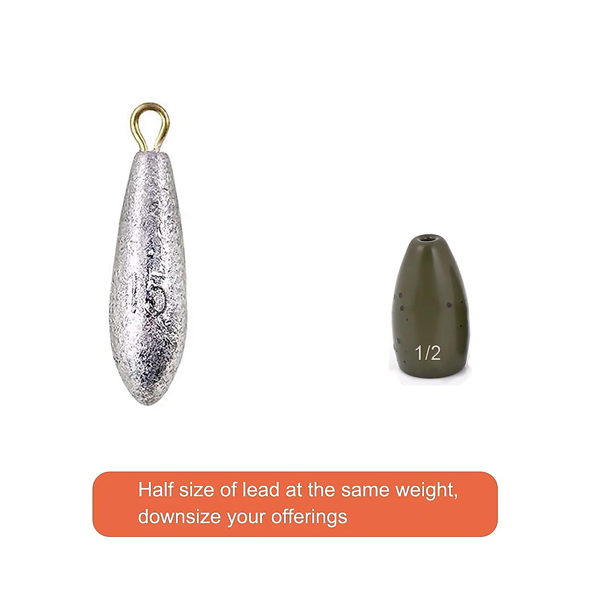 Fishfun 12Pcs Tungsten Flipping Fishing Weights, Sizes Engraved Worm Sinkers for Bass Fishing, 1/8oz, Green Pumpkin