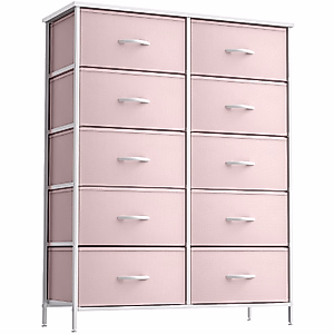 Sorbus Kids Dresser with 10 Drawers - Storage Unit Organizer Chest for Clothes - Bedroom, Kids Room, Nursery, & Closet (Pink, 34 x 12 x 47-10 Drawer)